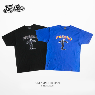FunkyStyle潮牌嘻哈短袖popping宽松街舞服T恤FRESNO百搭oversize