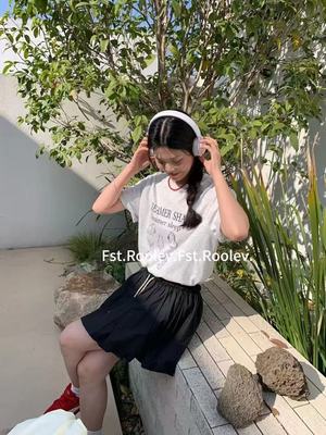 FST夏季新款韩版简约风圆领纯棉百搭舒适显瘦短袖女上衣T恤30158#