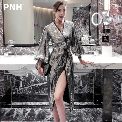 亮片风衣女中长款2025春季新款小西服修身显瘦女士时尚无领外套女