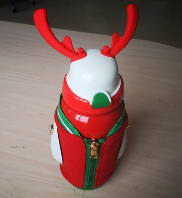 Face圣诞红麋鹿儿童保温杯带吸管