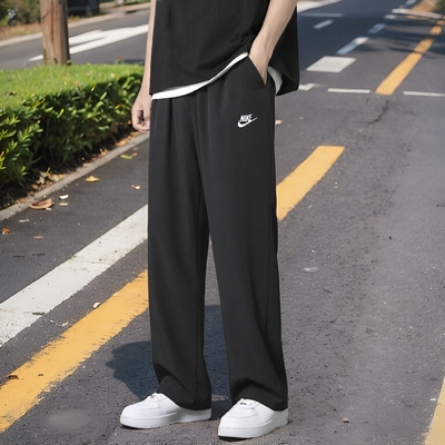 耐克男裤秋冬新款黑色直筒裤休闲裤刺绣logo运动裤针织长裤HQ4423