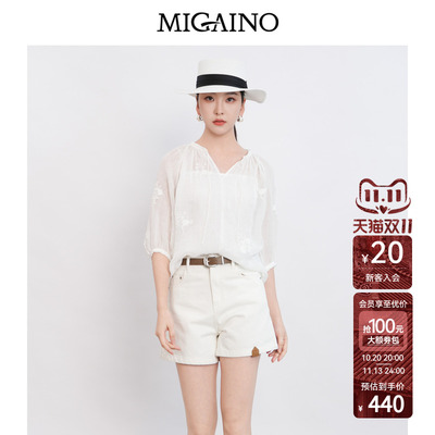 Migaino曼娅奴女装2026夏季新款优雅风宽松百搭通勤衬衫MQ22AC041