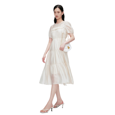 Migaino法式优雅纯色中长裙