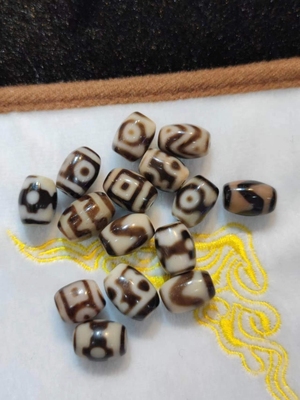 玉糯坛城熊猫三眼天地虎牙图案宝瓶玛瑙天珠小尺寸老冯手工珠