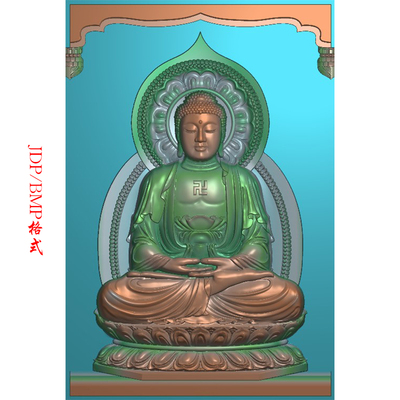 精雕图佛像牌子挂件背光如来佛祖灰度图浮雕图电脑雕刻图 F4414