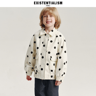EXISTENTIALISMkids26ss新款童装复古学院风翻领外套波点休闲夹克
