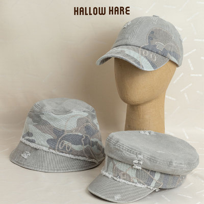 HallowHare复古迷彩洗水软顶帽