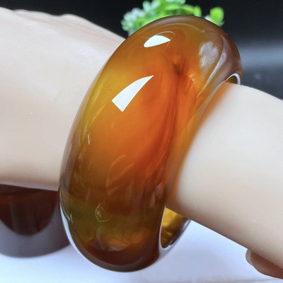 【李氏珠宝】馆藏级61圈34.8宽糖果色金绞蜜手镯无瑕疵缅甸琥珀