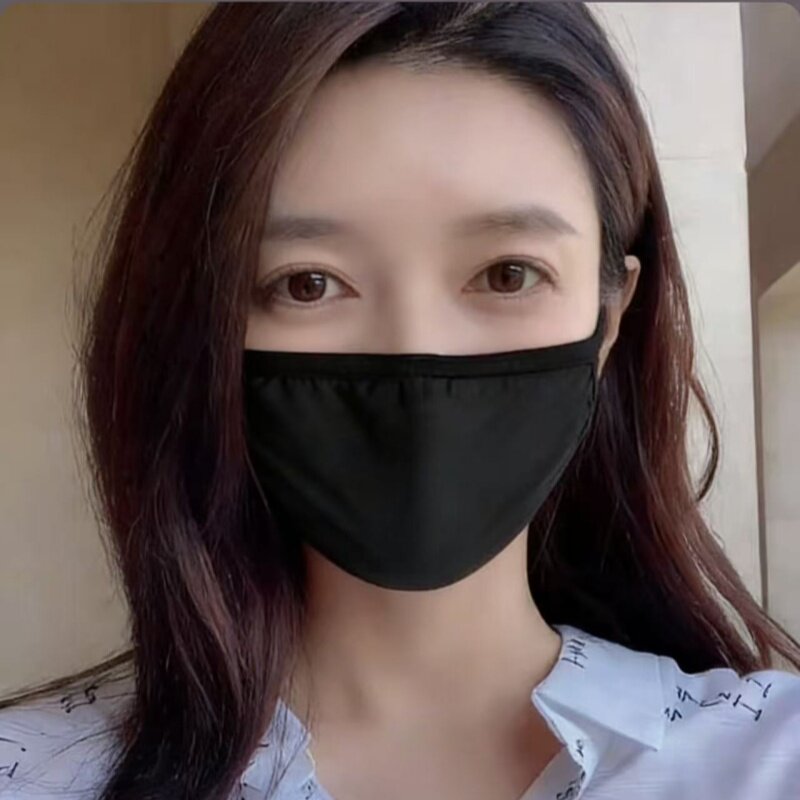 超薄单层冰丝口罩防晒可洗一层明星同款高颜值黑色口罩女透气百搭