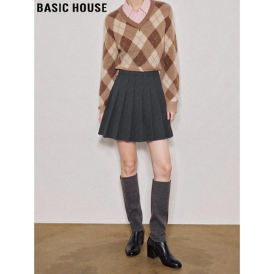 灰色西装百褶裙短款高腰A字JK裙