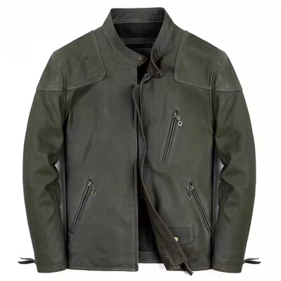 普洛克正品男装 毒液真皮衣头层牛皮立领修身短机车皮夹克外套