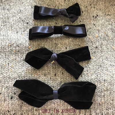 韩国进口黑色丝绒丝带边夹发夹