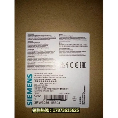 非实价议价议价3RW3036-1BB14 22KW软启动器45A SIRIUS软起动3RW3