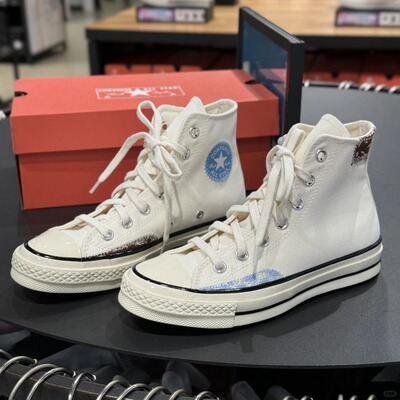 匡威1970S白色蓝标高帮帆布鞋