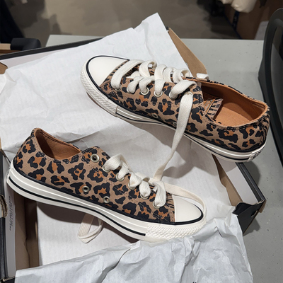 正品匡威复古豹纹低帮帆布鞋