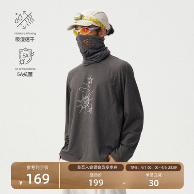 瞬时山野华夫格阳离子印花长袖T