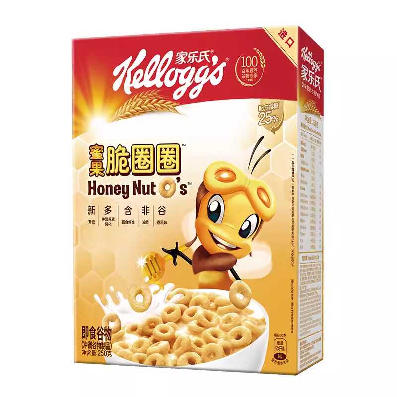 家乐氏蜜果脆圈圈250g原装进口即食早餐谷物冲调谷物制品牛奶搭档