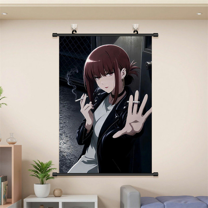 躲在超市后门抽烟的两人海报挂画山田小姐卷轴动漫周边装饰画定制