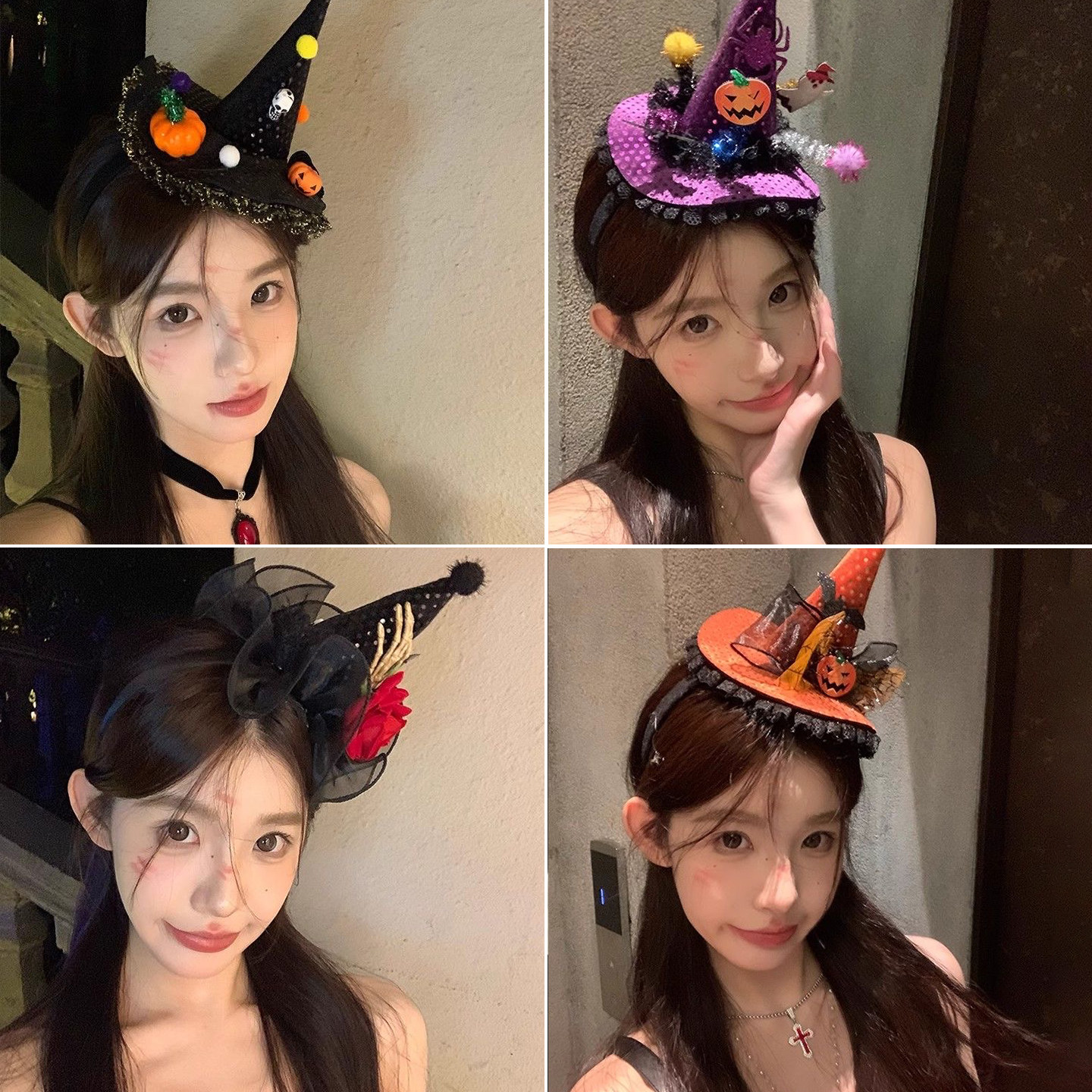 万圣节女巫魔法帽头箍头饰派对表演装扮南瓜发饰女生搞怪道具发箍