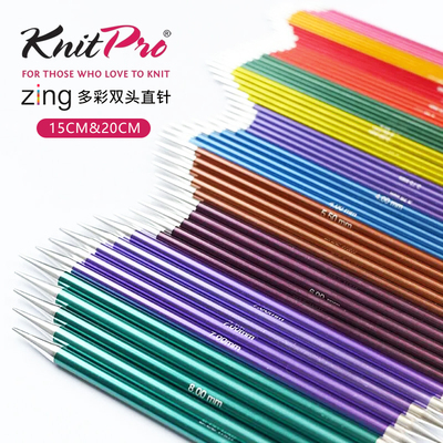 印度Knitpro进口编织直针ZING彩色20厘米短棒针手工DIY工具毛线针