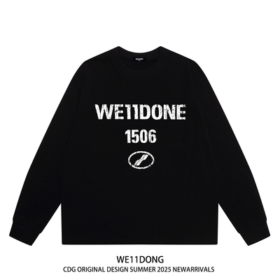 WE11DONE裂纹字母纯棉长袖t恤