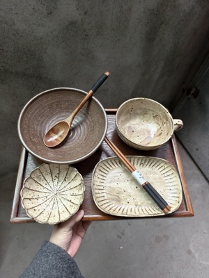 新中式复古侘寂一人食餐具  有实用款异形大碗 使用率高