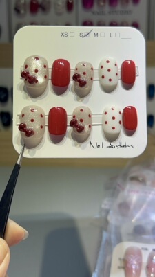 现货线手工定制穿戴甲红包猫眼圣诞新年款