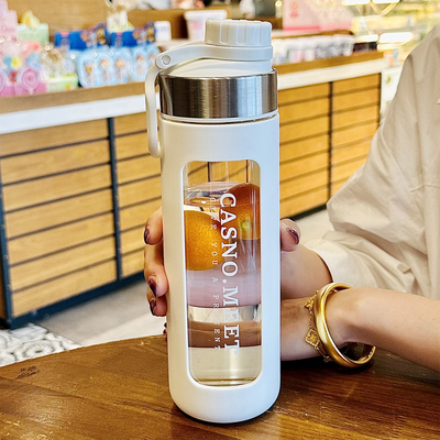 简约便携隔热玻璃泡茶杯