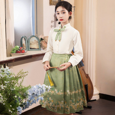 儿童马面裙女童春秋装2024新款中国风套装女孩超仙儿童唐装汉服裙