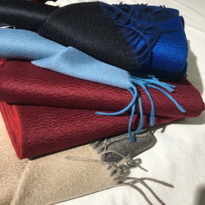 双面山羊绒水波纹两用纯色围巾