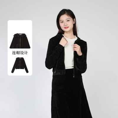 紫淑26春秋立领摇粒绒女短外套