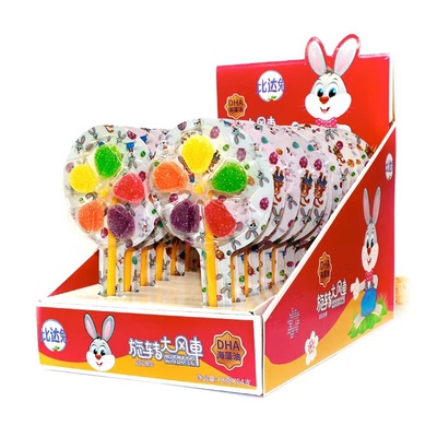 比达兔益生菌风车糖软糖棒棒糖创意糖果儿童零食礼物玩具糖26支