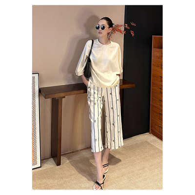 AME   弥花溜达裤  春夏秋大唐雅韵直筒松紧腰直筒裤ZE02KZYL1116