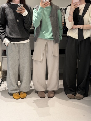 冬季新款UP ONE（ARISO)韩系简约抽绳卫裤加绒休闲裤 82763