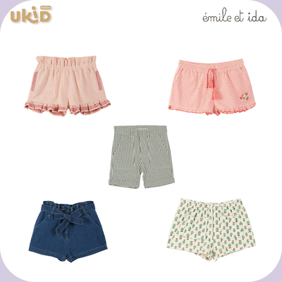 现货 emile et ida 2023SS 春夏新款童装 条纹短裤 牛仔裤