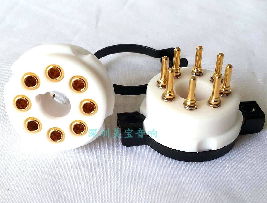 EIZZ特氟龙铁氟龙大8脚镀金电子管座 KT66 KT88 6SL7 6SN7 EL34_虎窝淘