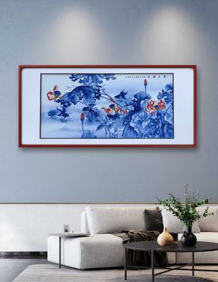 景德镇手绘陶瓷板画客厅装饰画玄关沙发背景墙新中式餐厅壁画挂画