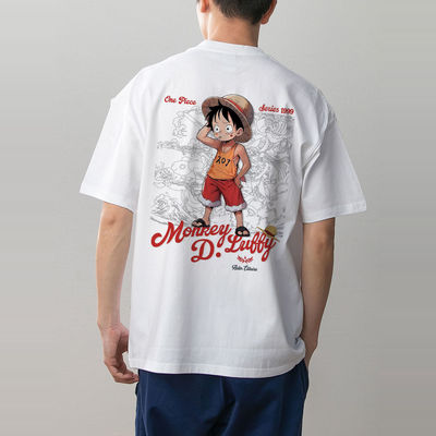 数码直喷 ONE PIECE海贼王路飞情侣装纯棉短袖T恤男女体恤大码