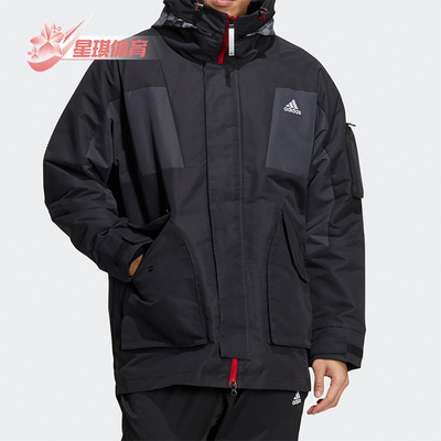 阿迪达斯休闲男宽松防风连帽夹克