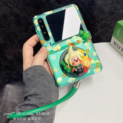 绿色碎花小丑星星人磁吸支架适用摩托罗拉Razr60手机壳折叠屏moto razr50ultra挂绳保护套可爱卡通手提女新款