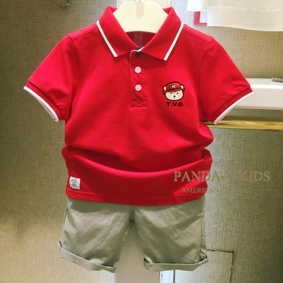 chris童装26夏新款男童装短袖T恤全棉中大童宽松休闲POLO翻领学院