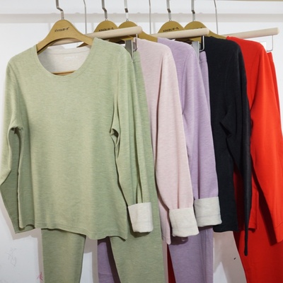 新一步女士内衣套装无痕随身裁大鹅蚕丝秋衣秋裤加厚打底42090