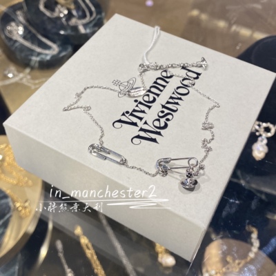 VIVIENNE WESTWOOD西太后经典土星回形针别针925银项链男女百搭正