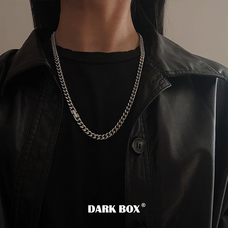 DARK BOX钢制中性质感男女情侣链条项链街头嘻哈复古港风潮酷链子_虎窝淘
