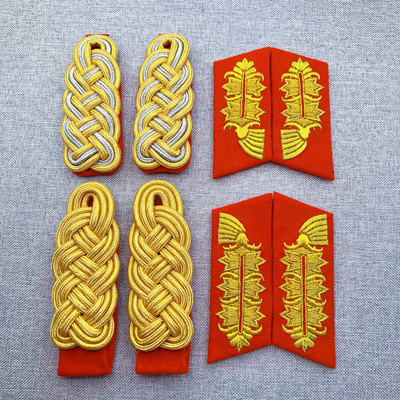 全新进口金属丝编织元帅肩章铝丝刺绣矢车菊领章配饰