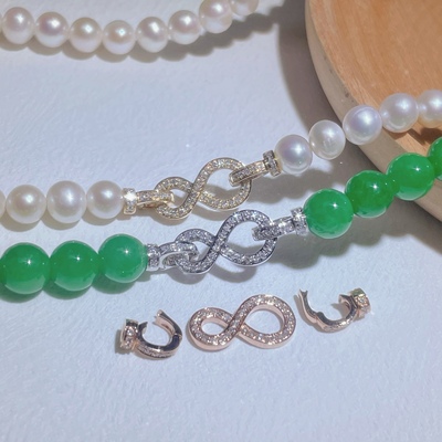 18K金钻石珠链扣DIY配件珍珠项链