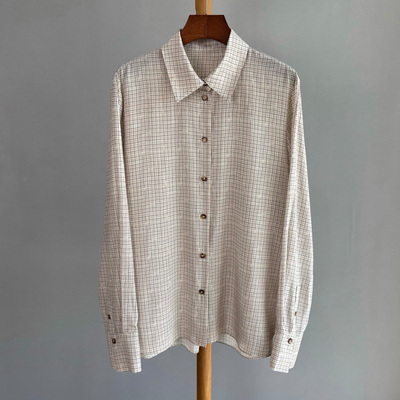 高奢文艺风绢丝府绸长袖衬衫上衣