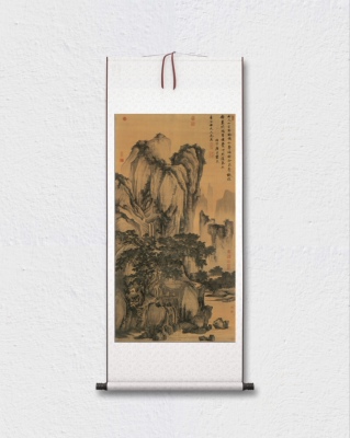 唐寅 山路松声图 江南才子 书法国画 挂轴装裱 纸本绢布 微喷复制