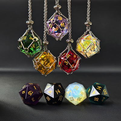 dnd宝石骰子项链挂件coc跑团筛子第五人格博德之门项链D20色子