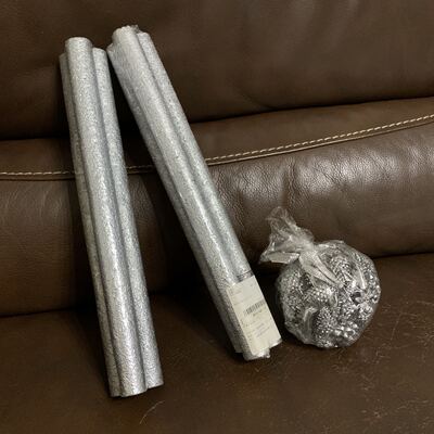 zarahome银色圣诞蜡烛烛台球形